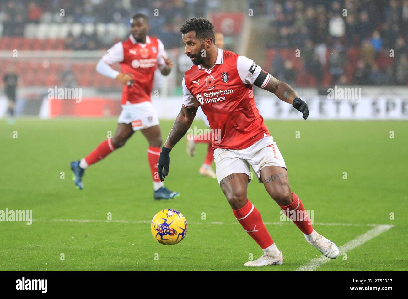 Cafú #7 of Rotherham United breaks with the ball during the Sky Bet ...