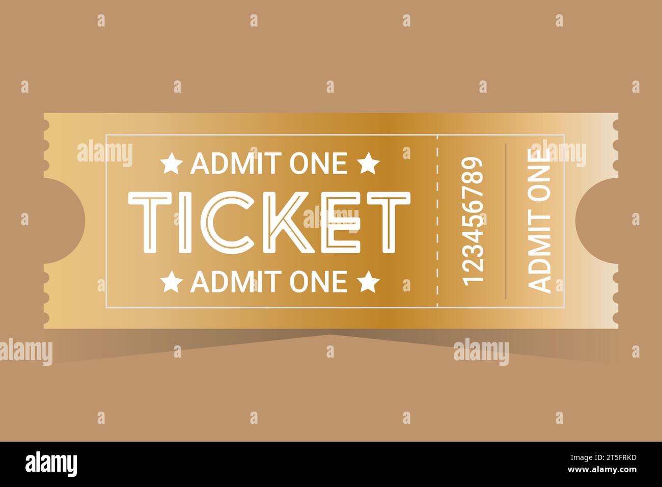 Gold ticket for one person on a colored background. Vector stock ...