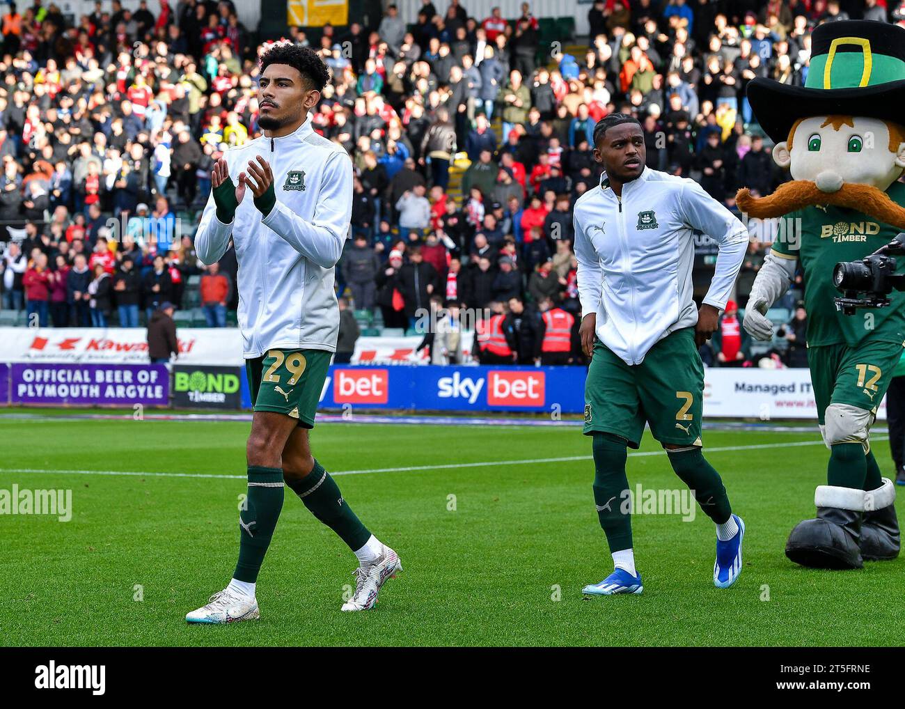 Kaine Kesler Hayden #29 of Plymouth Argyle walks out before kick off during the Sky Bet ...
