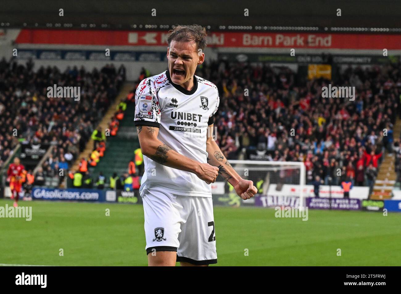 Lukas Engel #27 of Middlesbrough celebrates his goal to make it 0-1 ...
