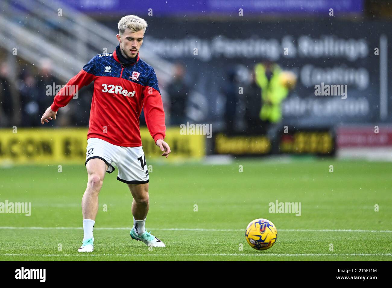 Alex Gilbert #14 of Middlesbrough during the pre-game warmup ahead of ...
