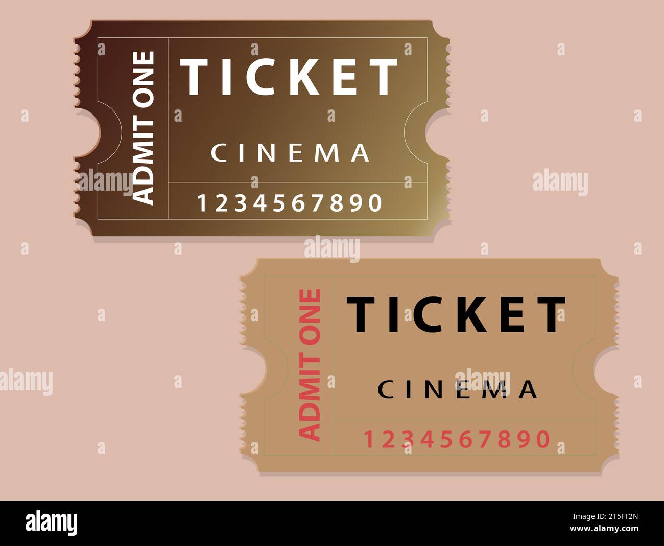 2tickets for one person on a colored background. Vector stock ...