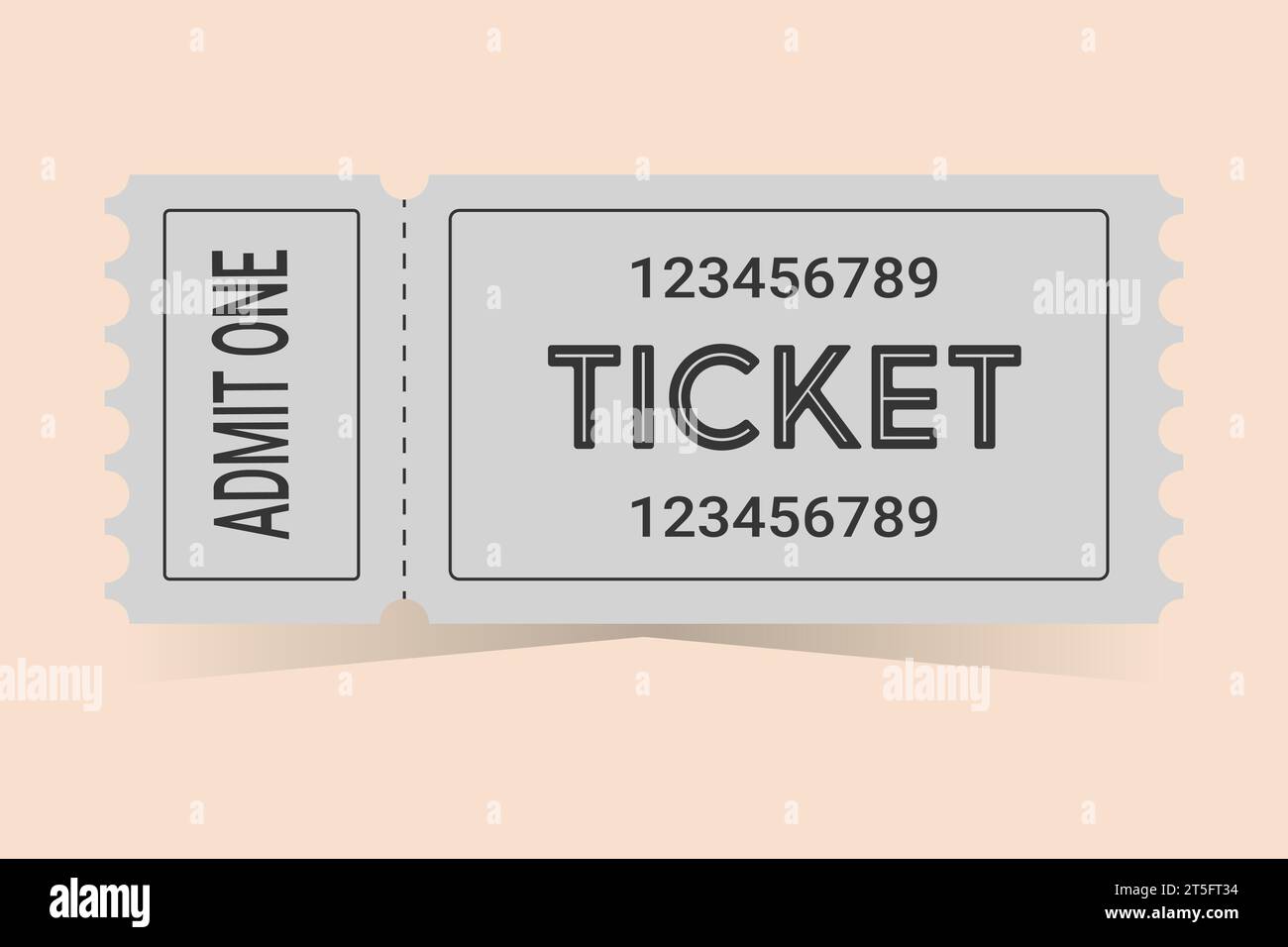 Grey ticket for one person on a colored background. Vector stock ...