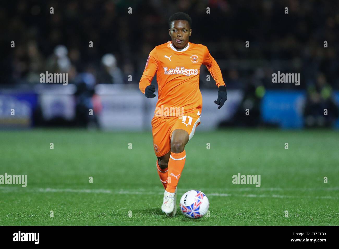 Karamoko Dembele #11 of Blackpool breaks with the ball during the ...