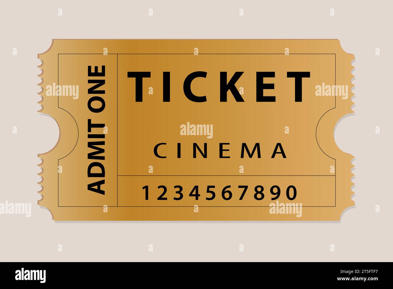 Gold ticket for one person on a colored background. Vector stock ...