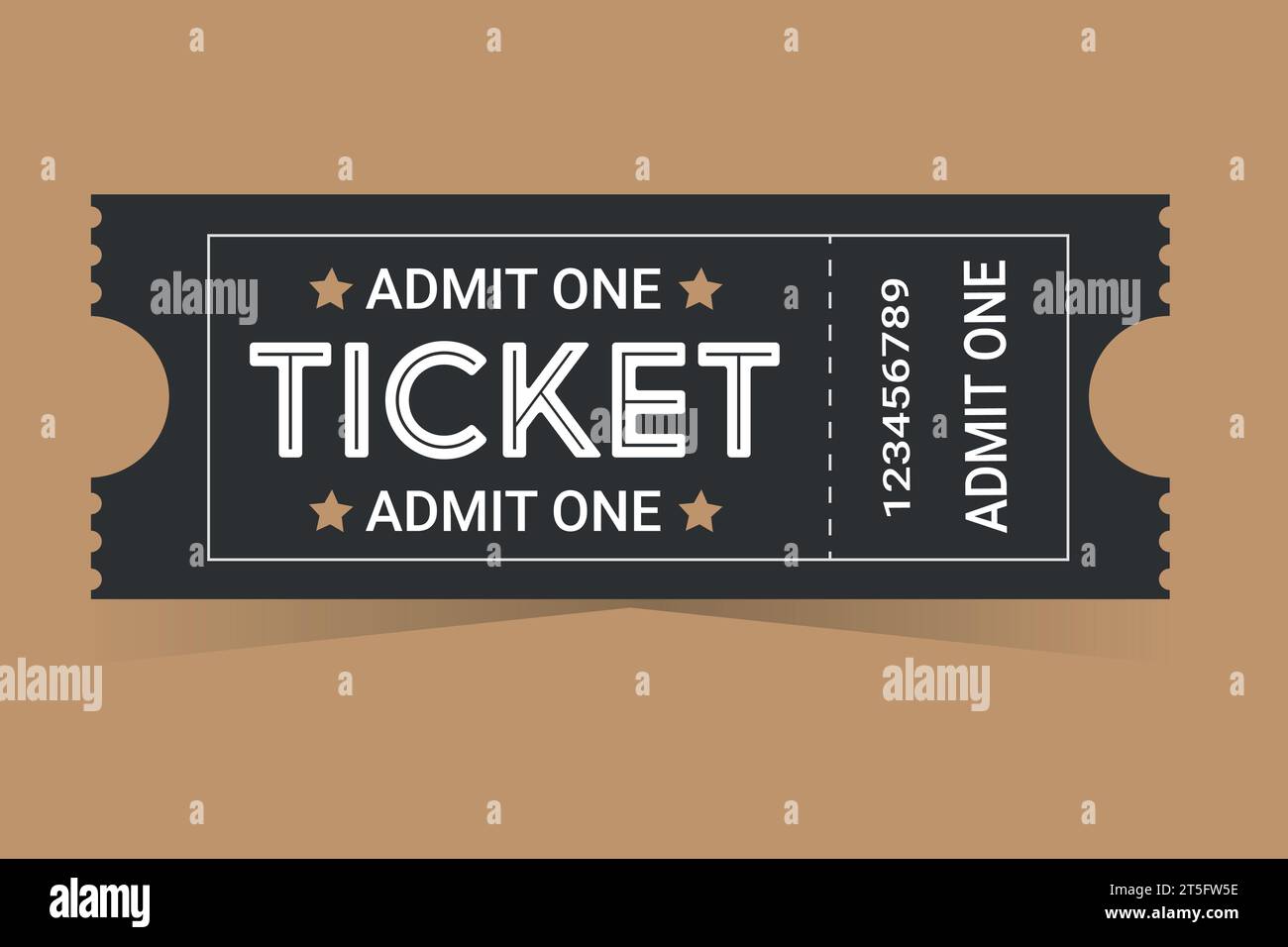 Black ticket for one person on a colored background. Vector stock ...