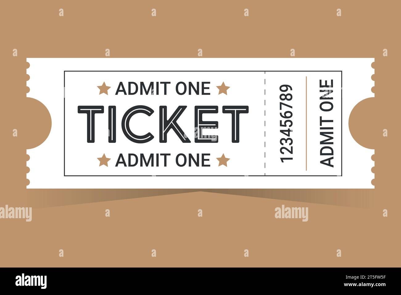 White ticket for one person on a colored background. Vector stock ...