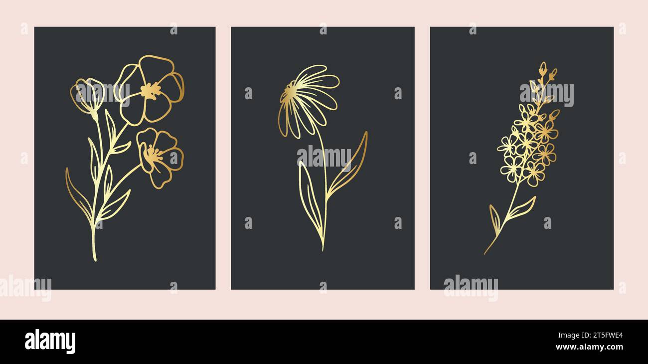 Set of tropical gold leaves. Outline Palm leaf and Olive Branch In a ...
