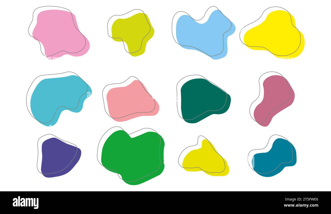 Simple line frame set illustration. Round loose curve frame decoration ...