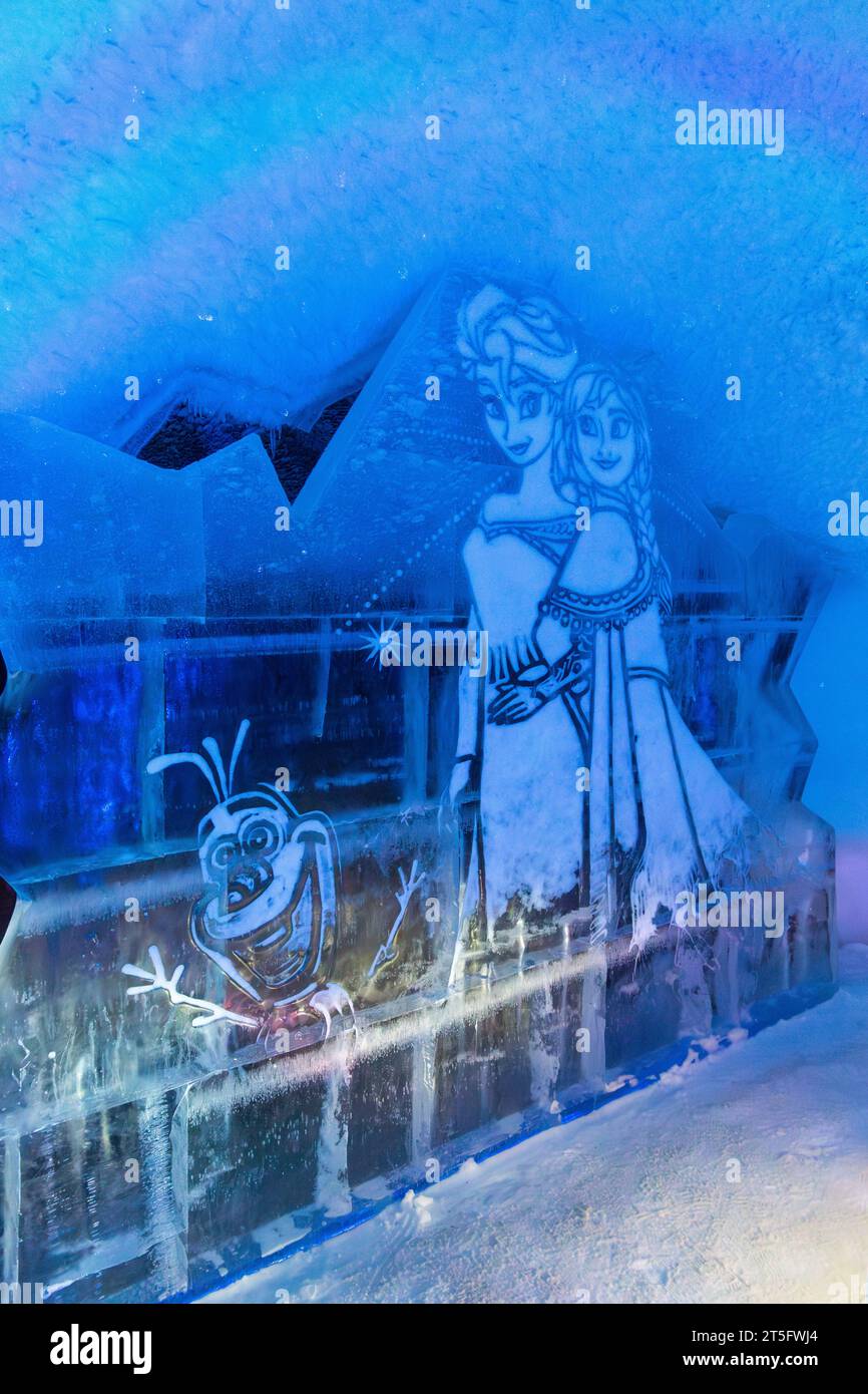 ice sculpture of Frozen on wall of one of the bedrooms inside the ...