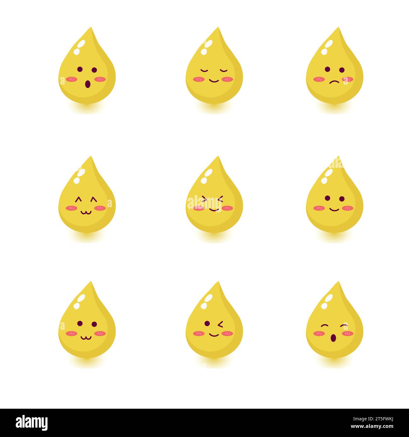 Cute happy smiling urine drop set collection.Vector flat cartoon ...
