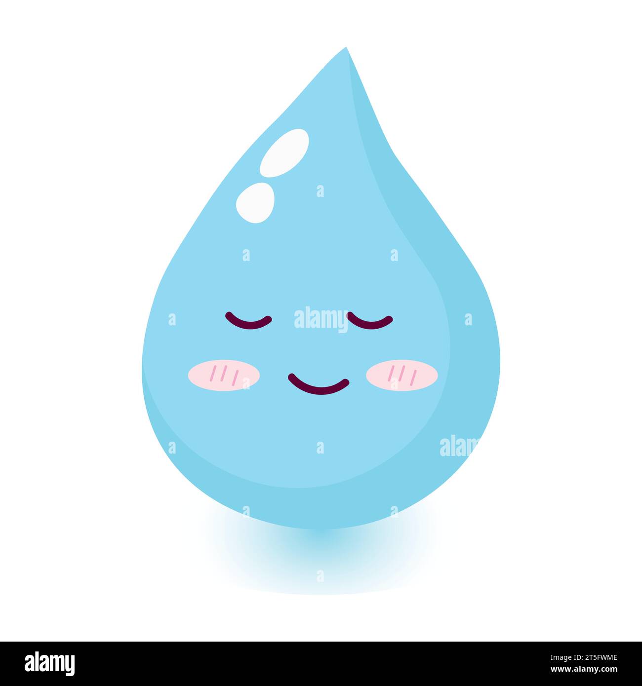Cute Happy Smiling Water Drop Meditate Character Vector Flat Doodle