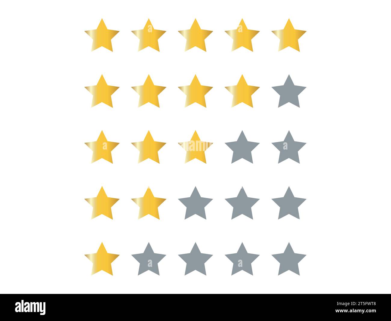 5 gold star rating icon vector illustration.Simple rounded star rating ...