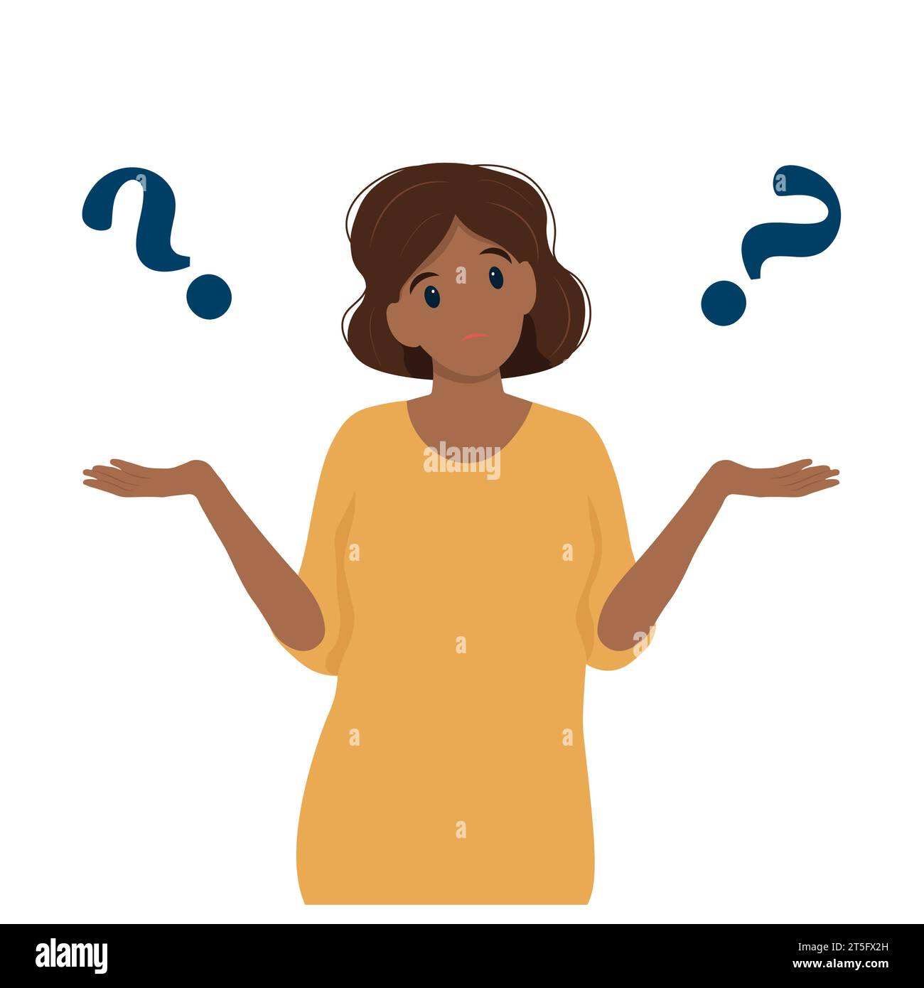 Black woman is puzzled and does not know the right answer. Problem ...