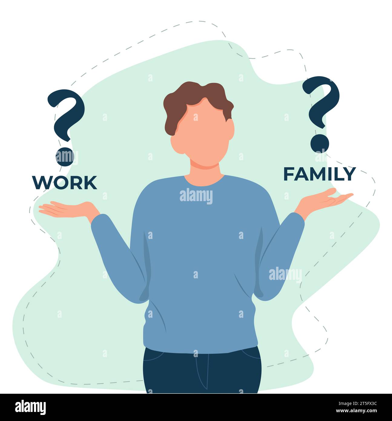 Man shrugging with a curious expression and trying to choose between ...