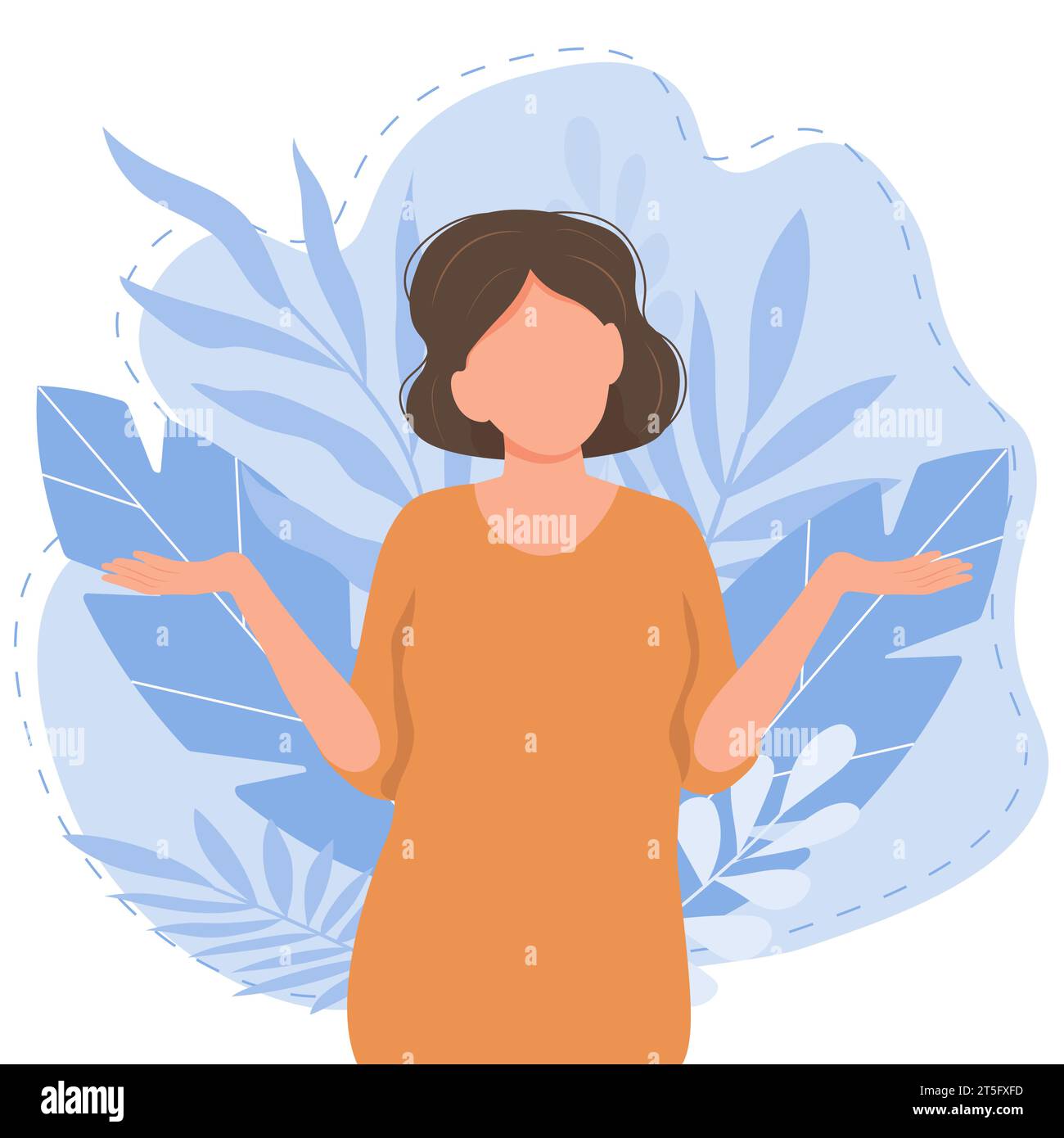 Woman shrugging with a curious expression, doubt or question, vector ...