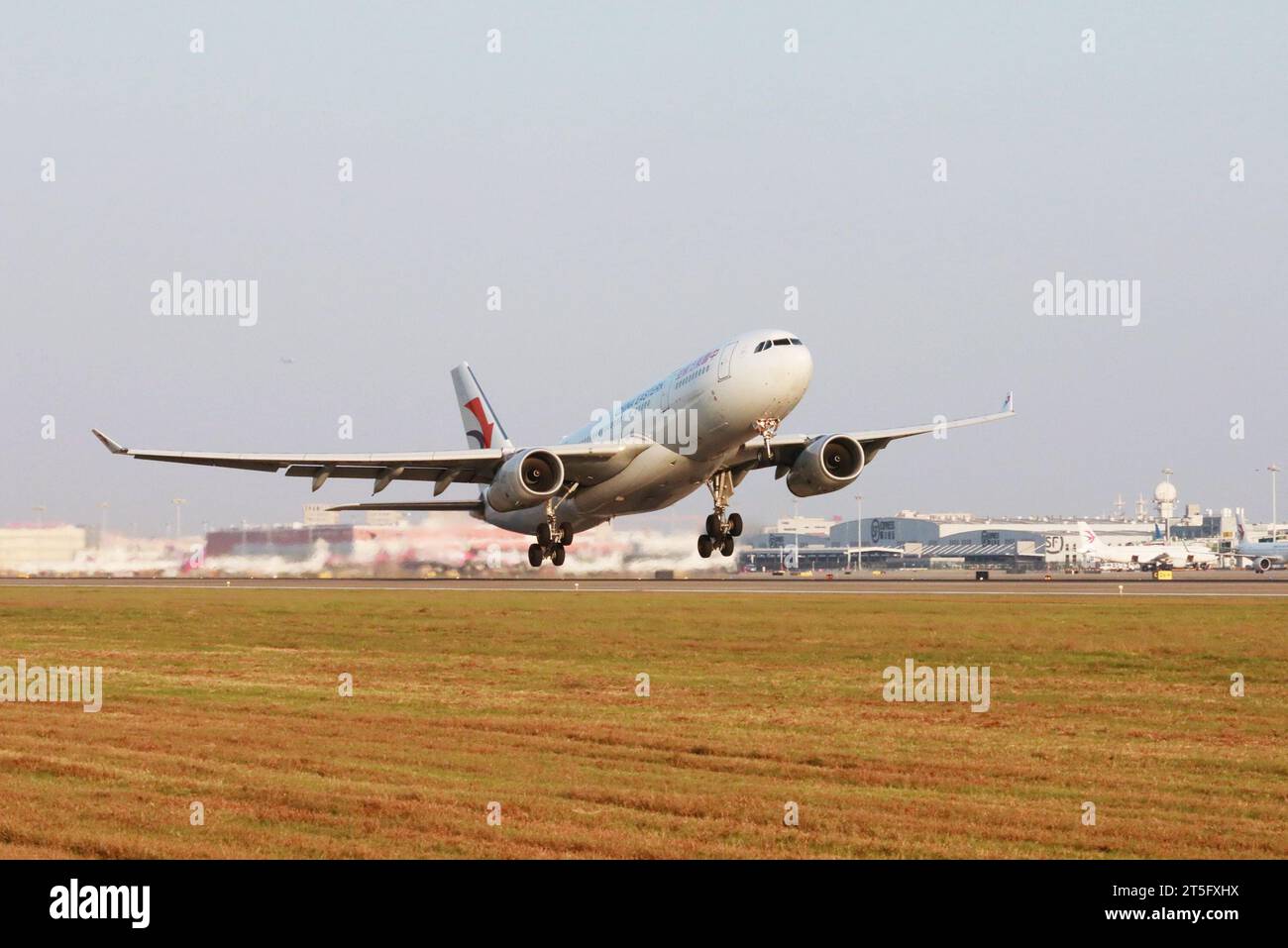 HANGZHOU, CHINA - NOVEMBER 5, 2023 - Passengers aboard an Airbus A330 ...