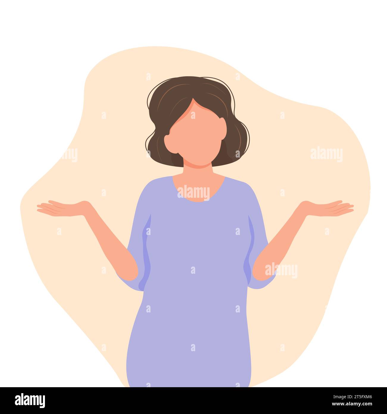 Woman shrugging with a curious expression, doubt or question, vector ...