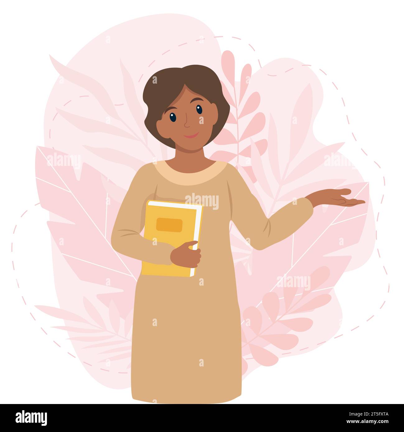 Black Woman with a book. Teacher's day, Literacy day concept. Cute ...