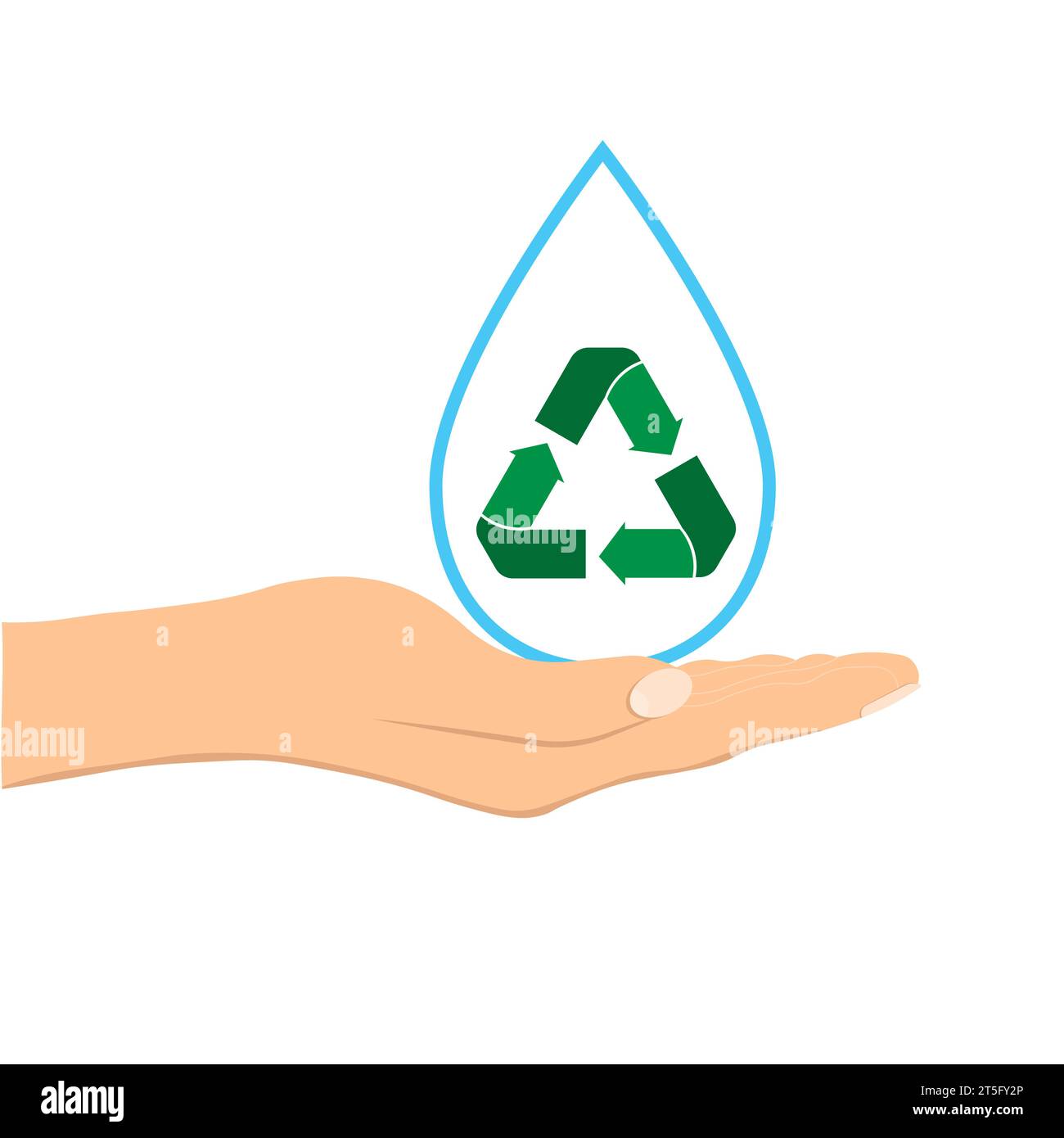 Conceptual image, help and care for recycling. Water drop with green ...