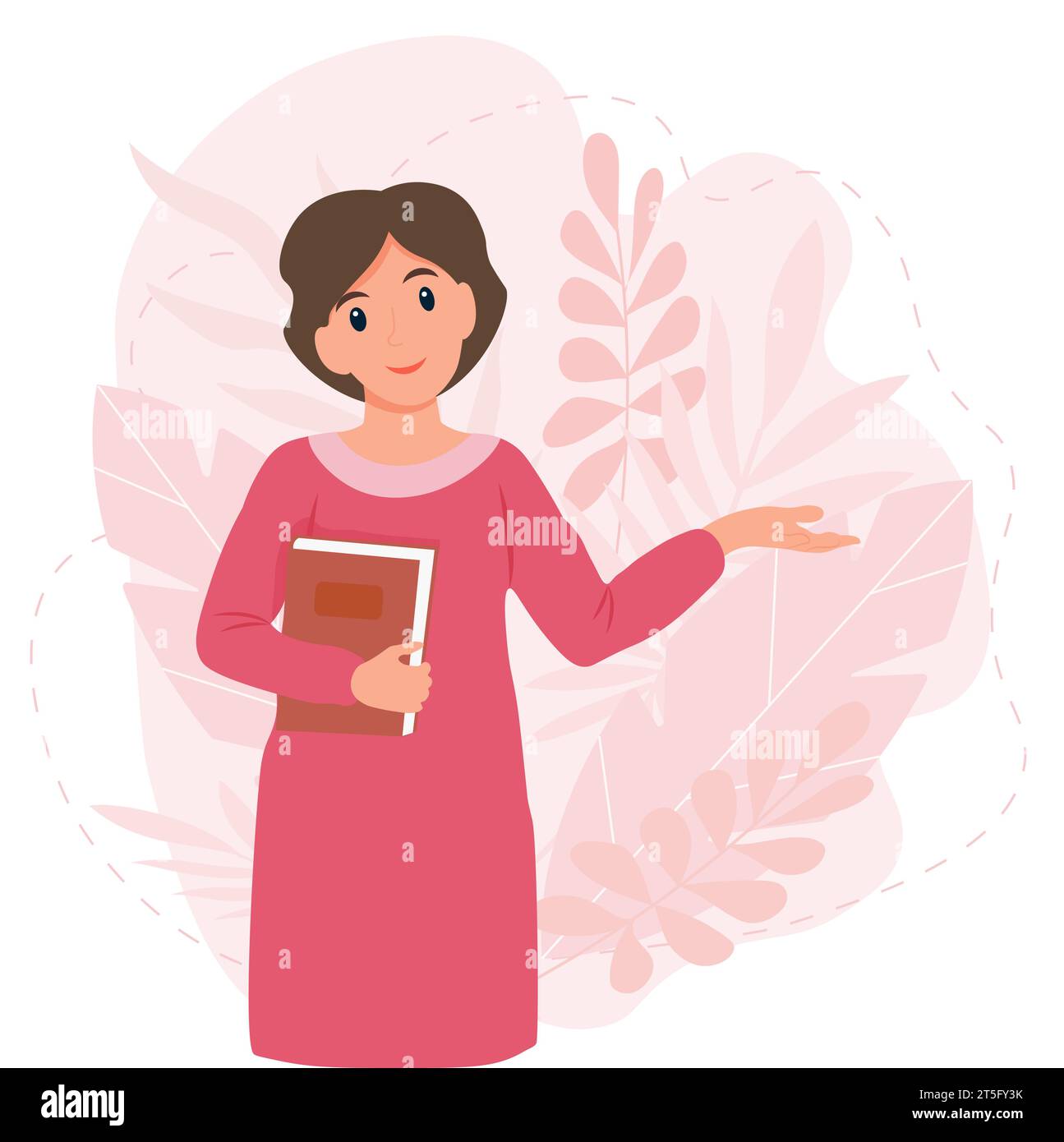 Woman with a book. Teacher's day, Literacy day concept. Cute vector ...