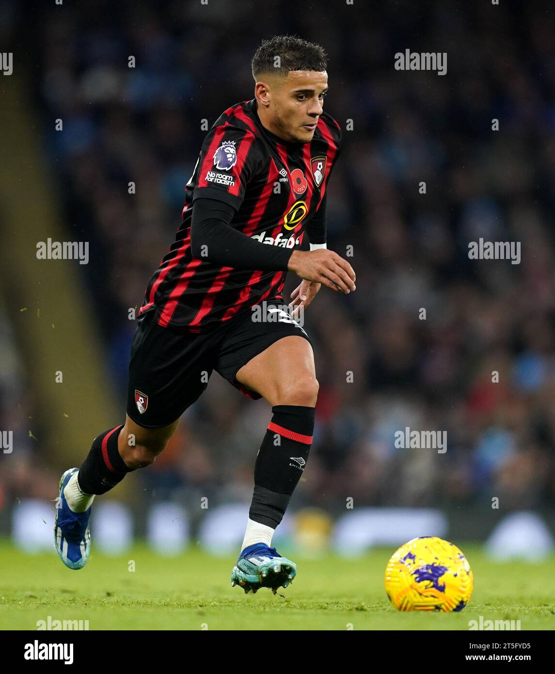 Bournemouth's Max Aarons during the Premier League match at the Etihad ...