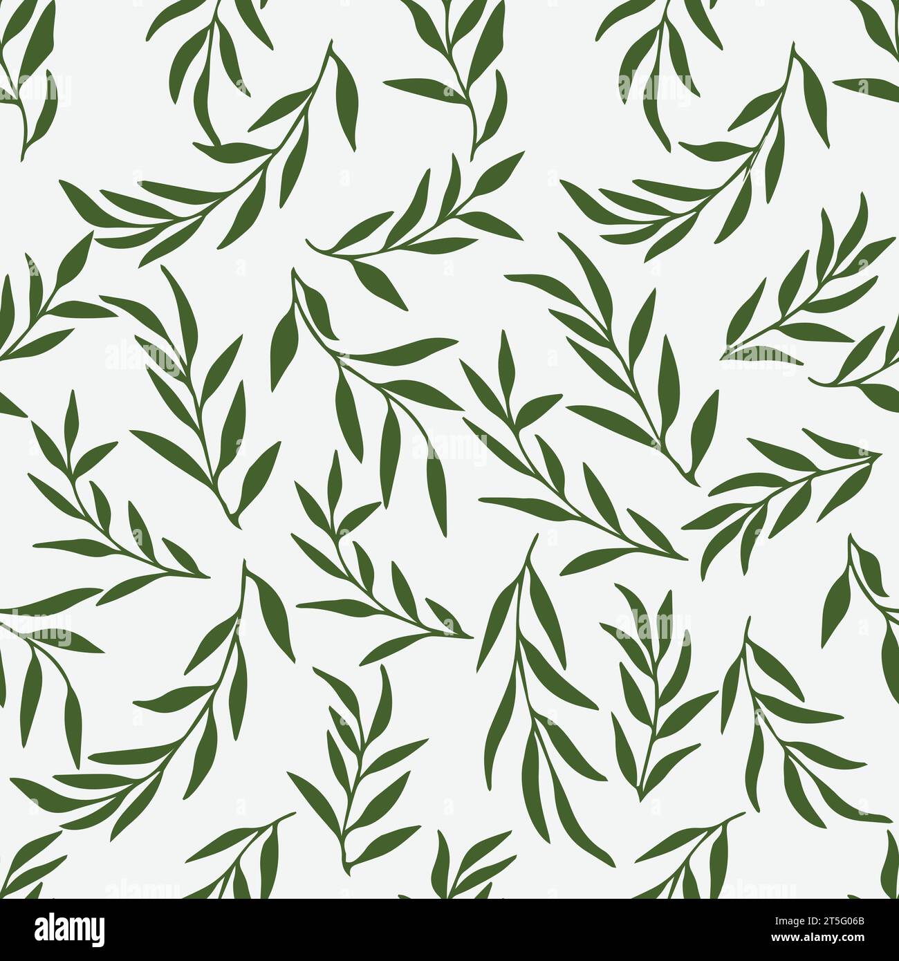 Silhouettes of identical leaves seamless pattern. Vector hand drawn ...