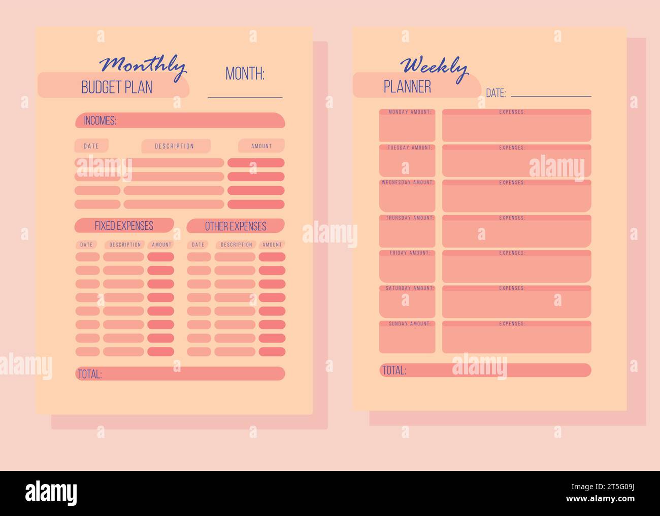 Personal monthly and weekly budget planner in a4 format. Finance ...