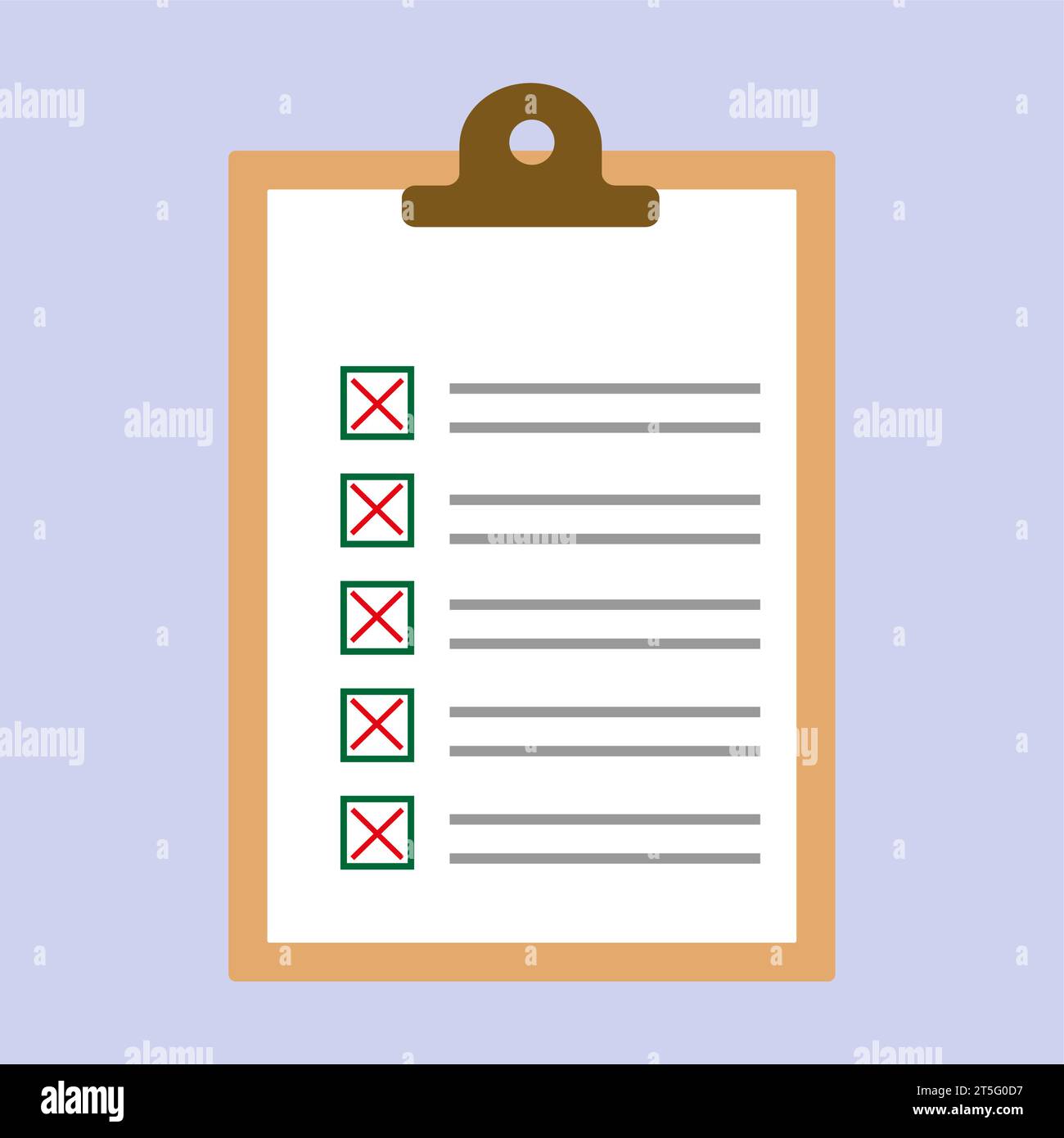 Clipboard with check list, all crosses, vector illustration in flat ...