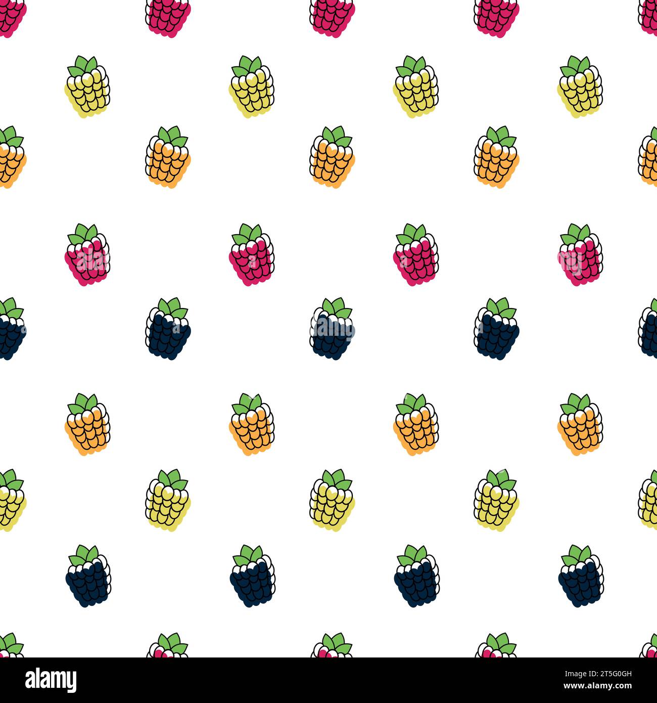 Blackberries and raspberries seamless pattern. Seamless background with ...
