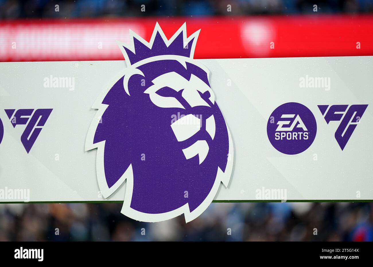 A general view of the Premier League logo at the Etihad Stadium ...