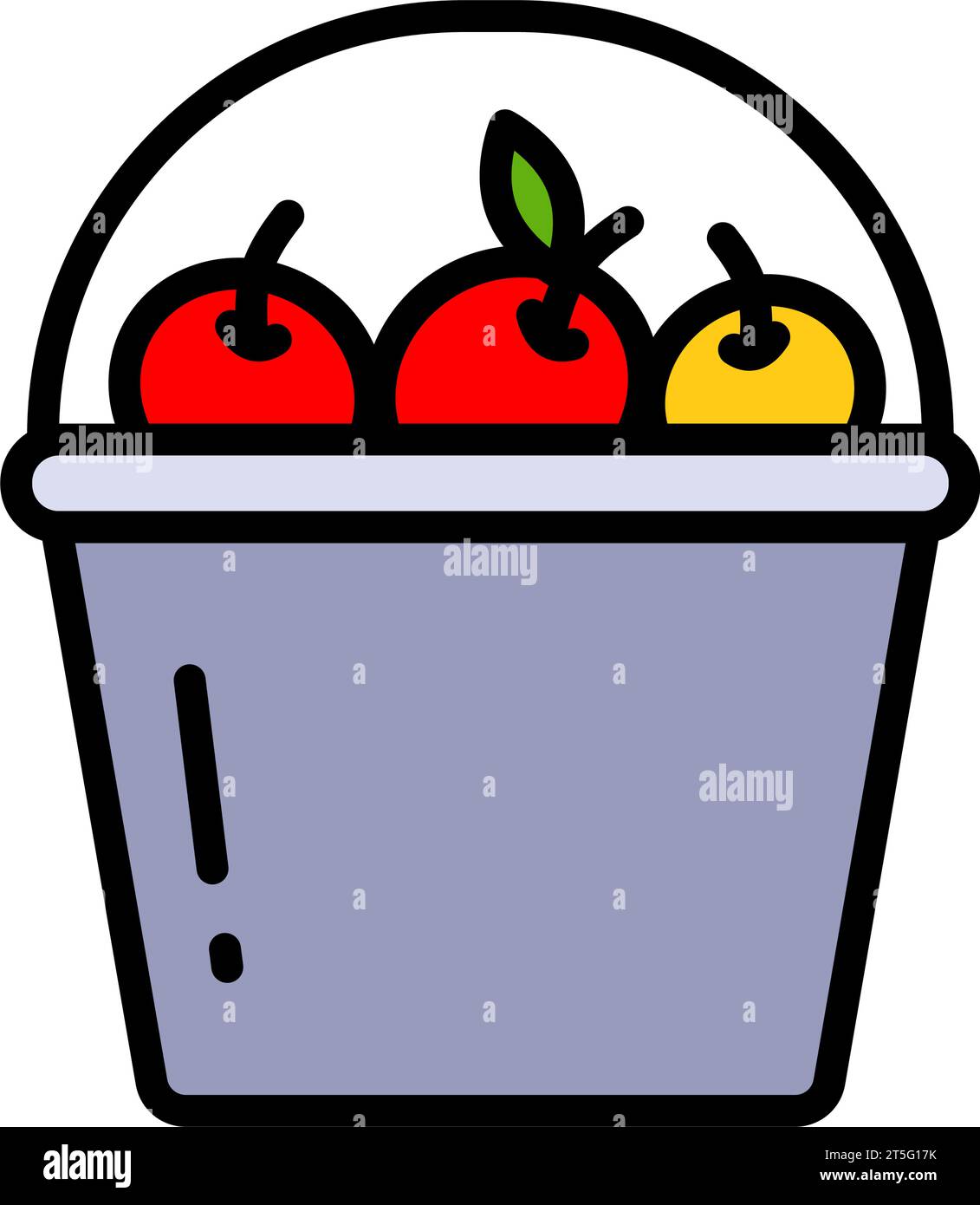 Bucket of apples color icon, Garden and gardening concept, harvest sign ...