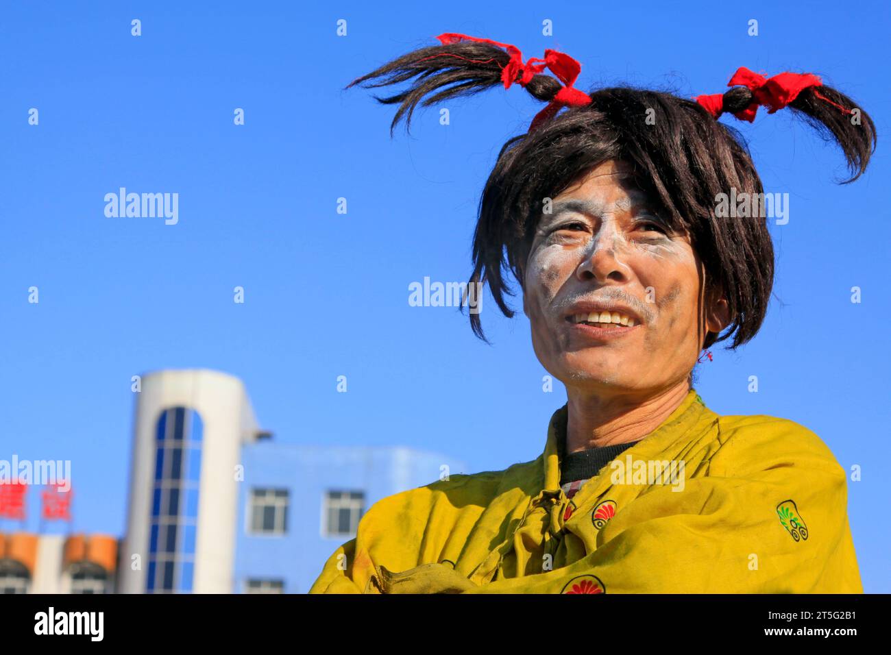 LUANNAN COUNTY - FEBRUARY 10: Buffoon wearing colorful clothes ...