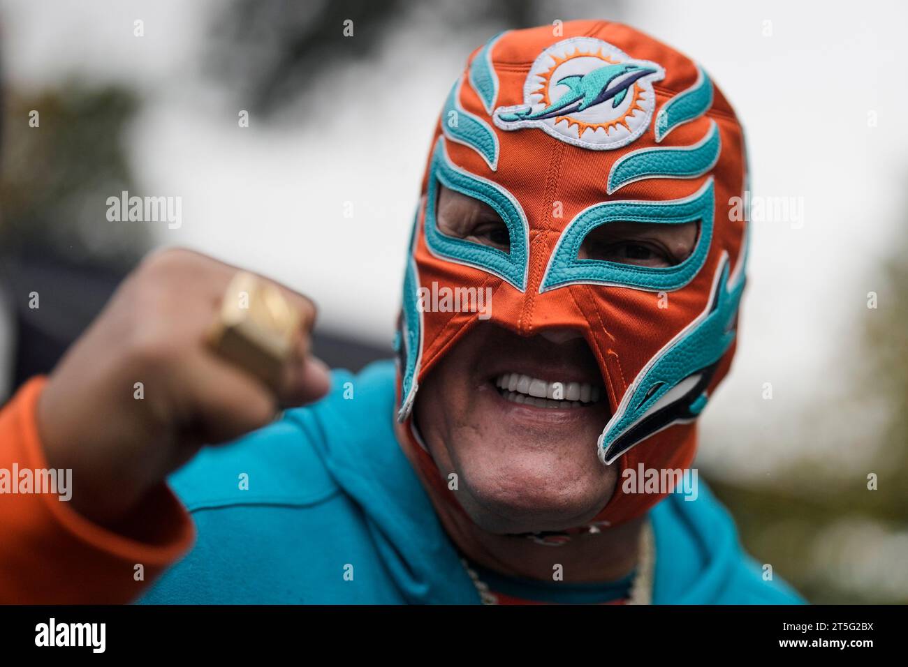 A Dolphin fan arrives for an NFL Football match between the Miami ...