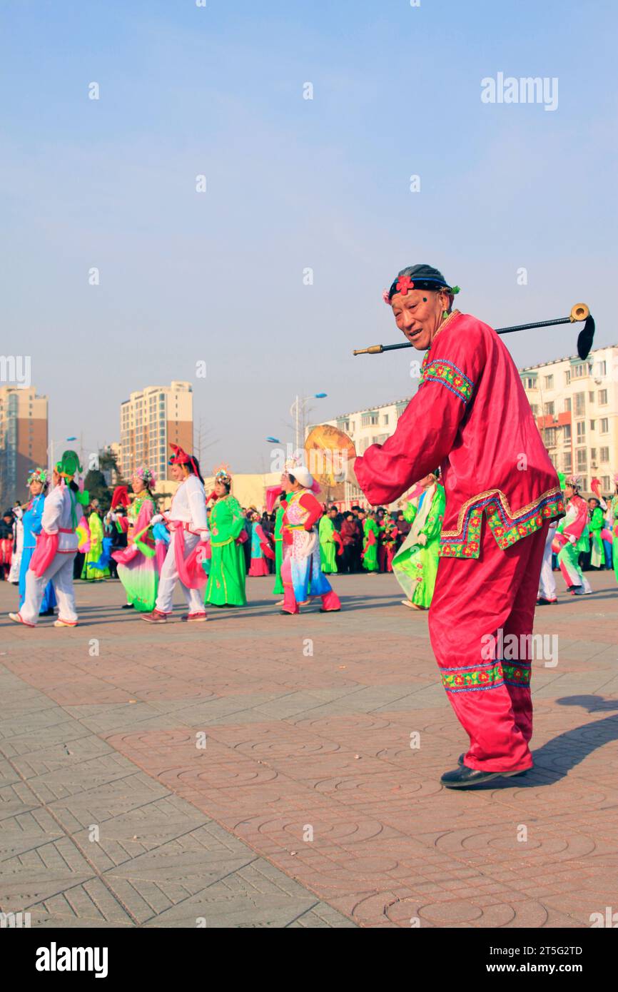 LUANNAN COUNTY - FEBRUARY 11: Buffoon wearing colorful clothes ...