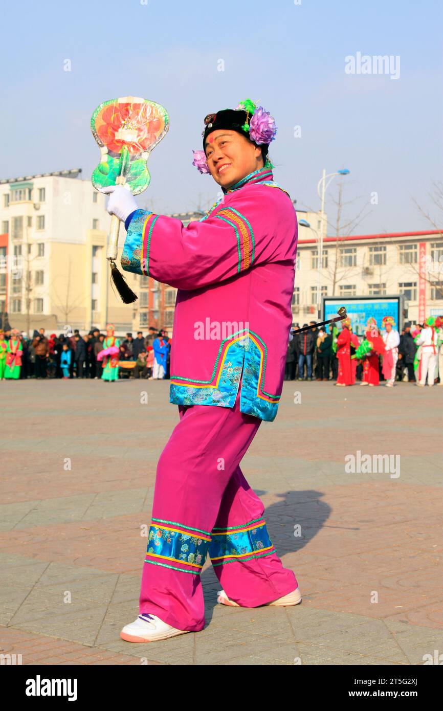 LUANNAN COUNTY - FEBRUARY 11: Buffoon wearing colorful clothes ...