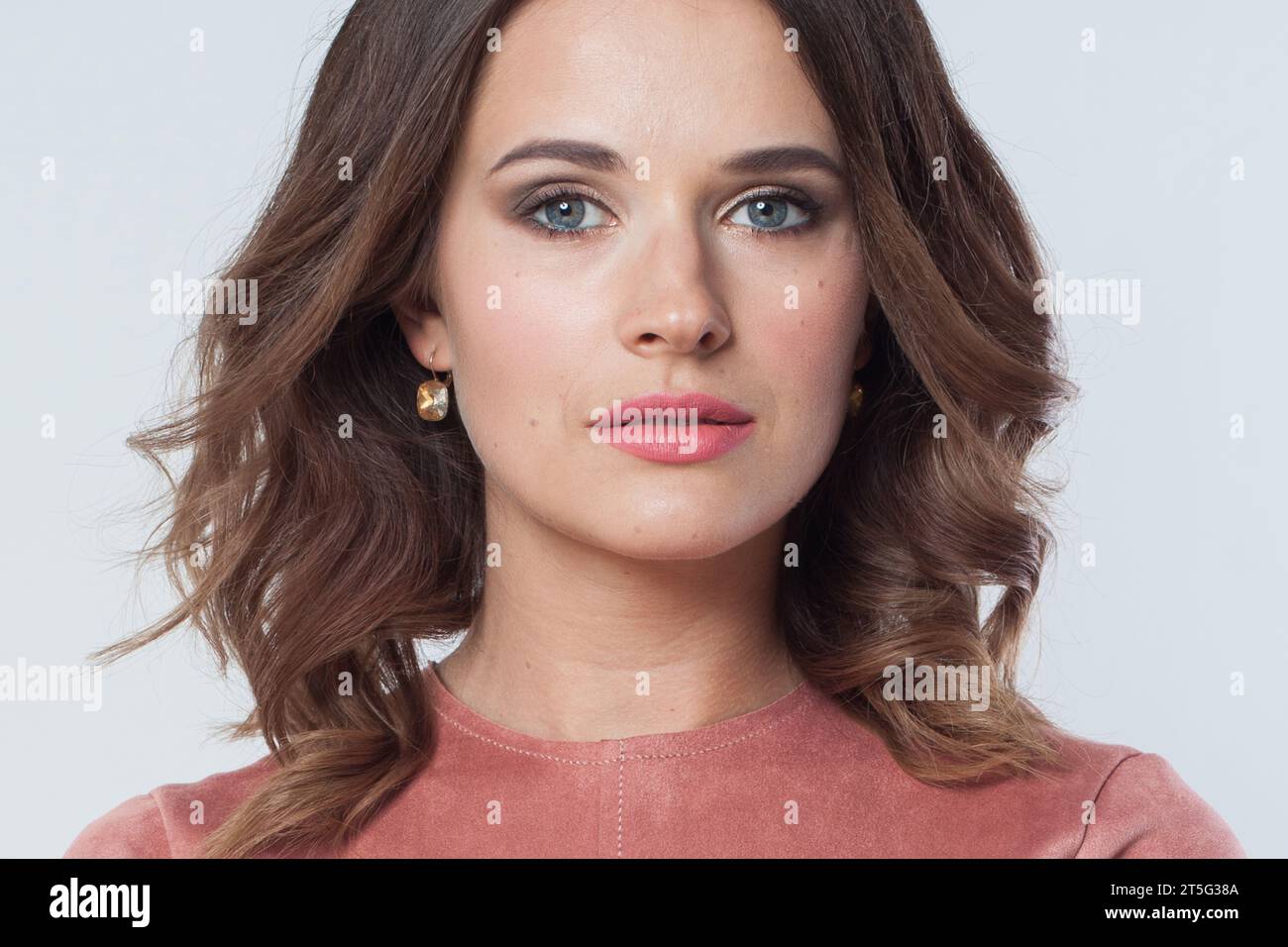 Beauty female model face with makeup and natural clean skin without ...