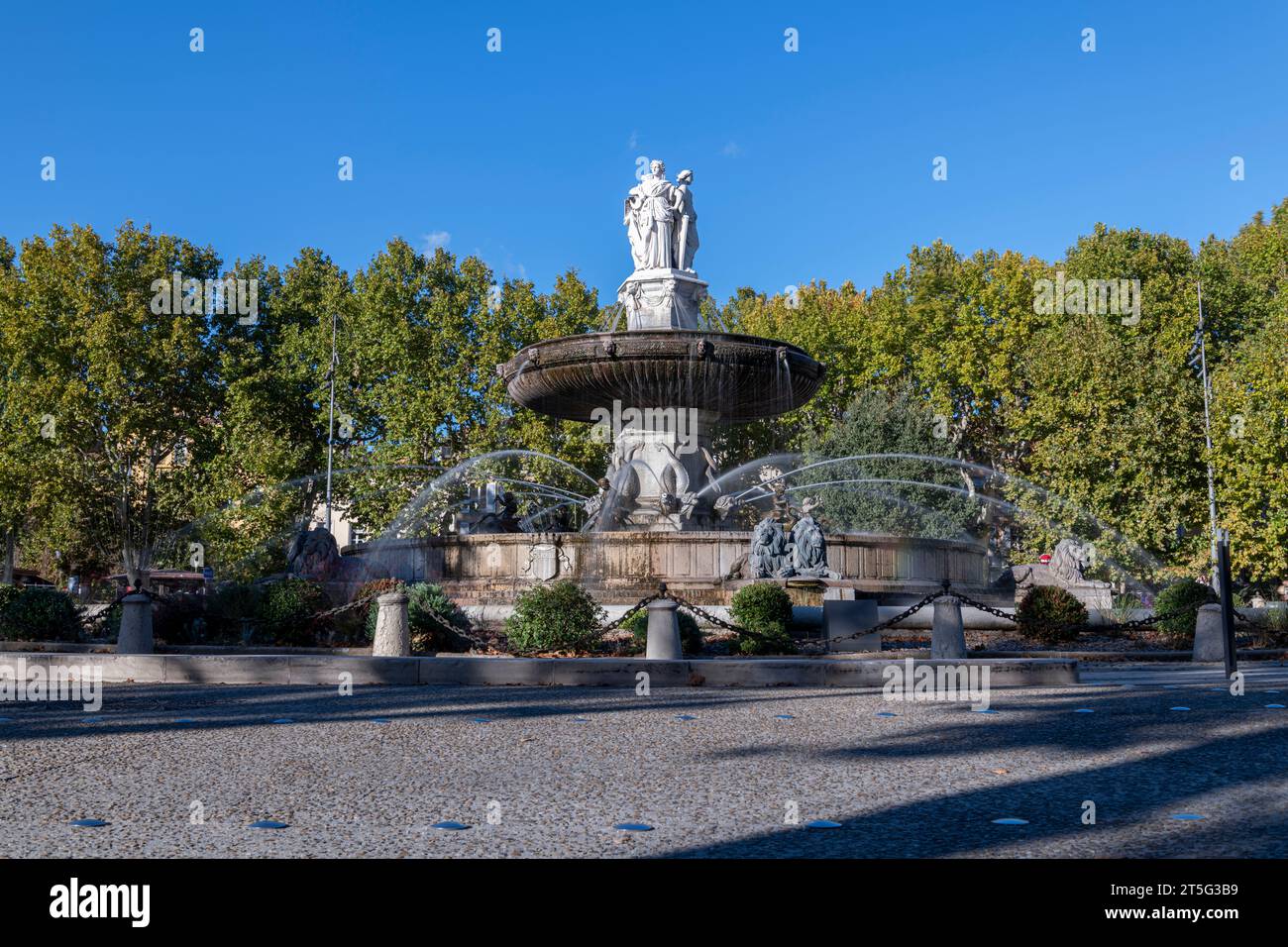 France, Aix-en-Provence, October 31st, 2023. Fontaine de la Rotonde ...