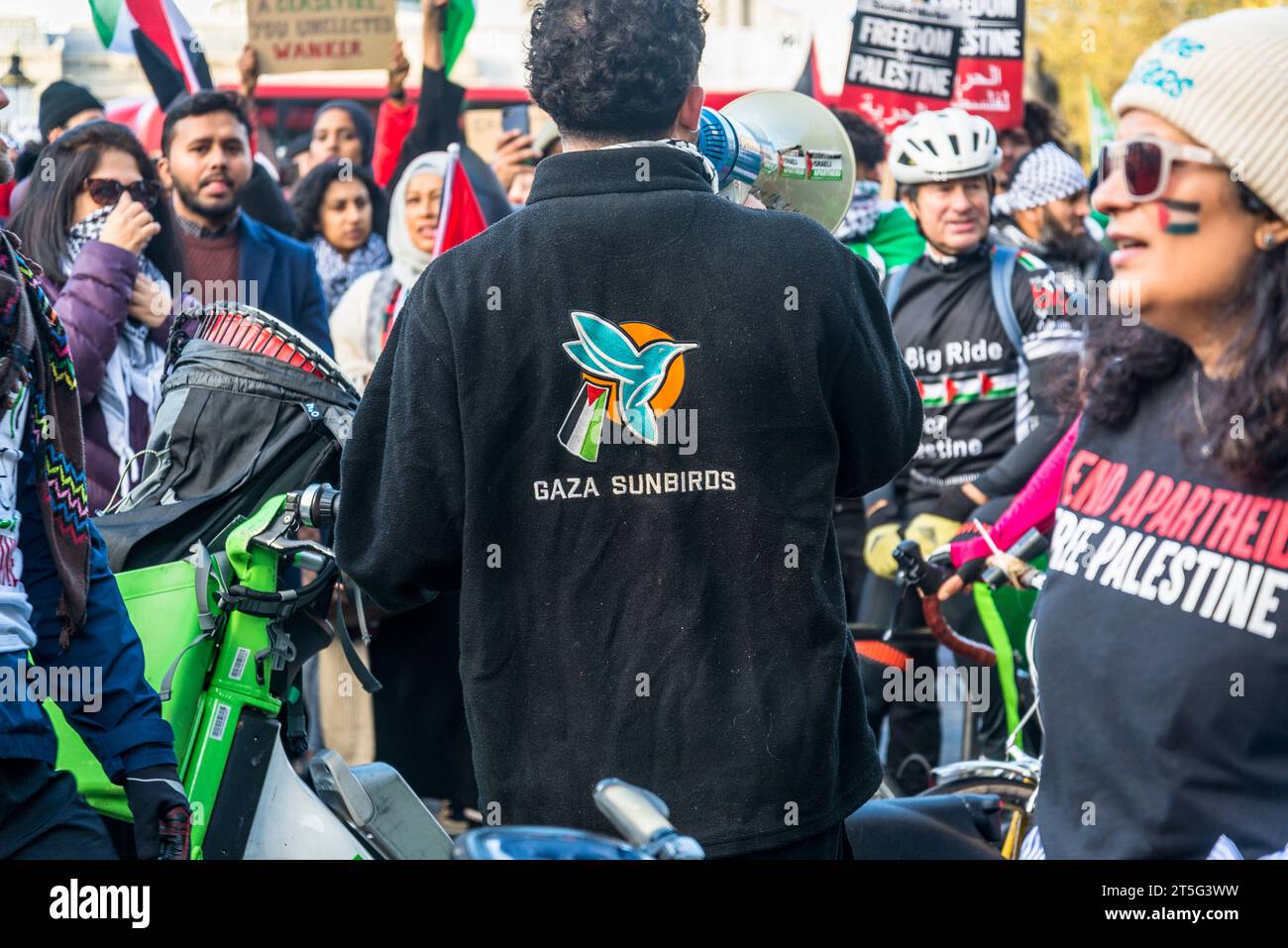 Bike ride in support of Gaza Sunbirds, a Gaza para-cycling team, at the ...