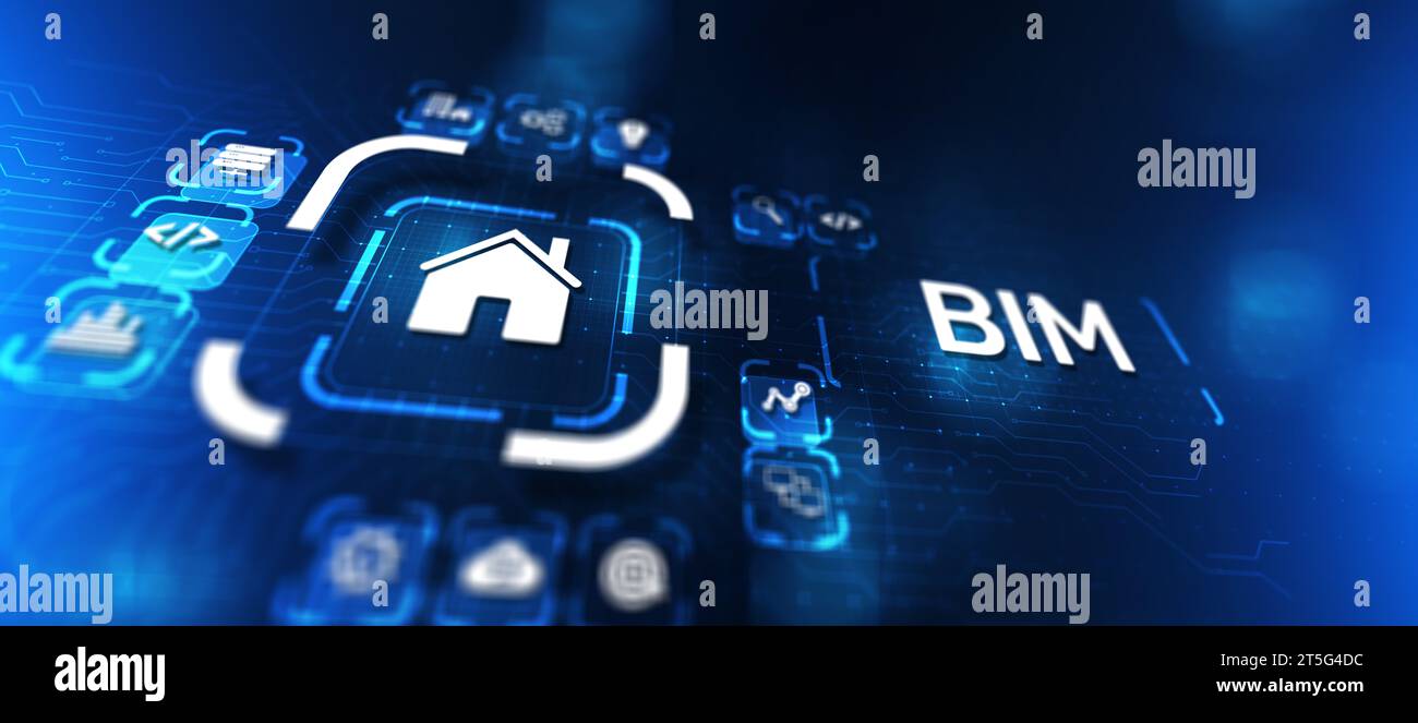 BIM Building Information Modeling Technology concept on virtual screen ...