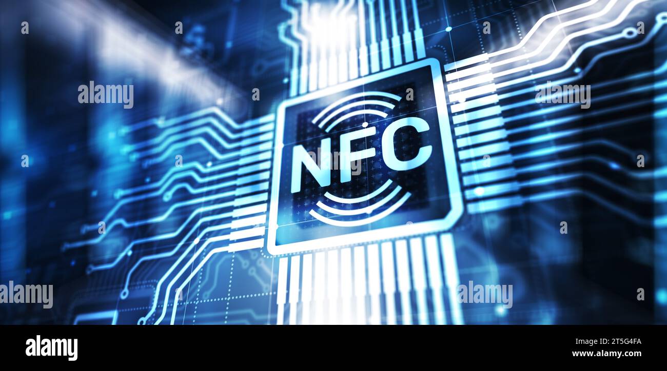 NFC Wireless communication technology Digital payment concept Stock ...