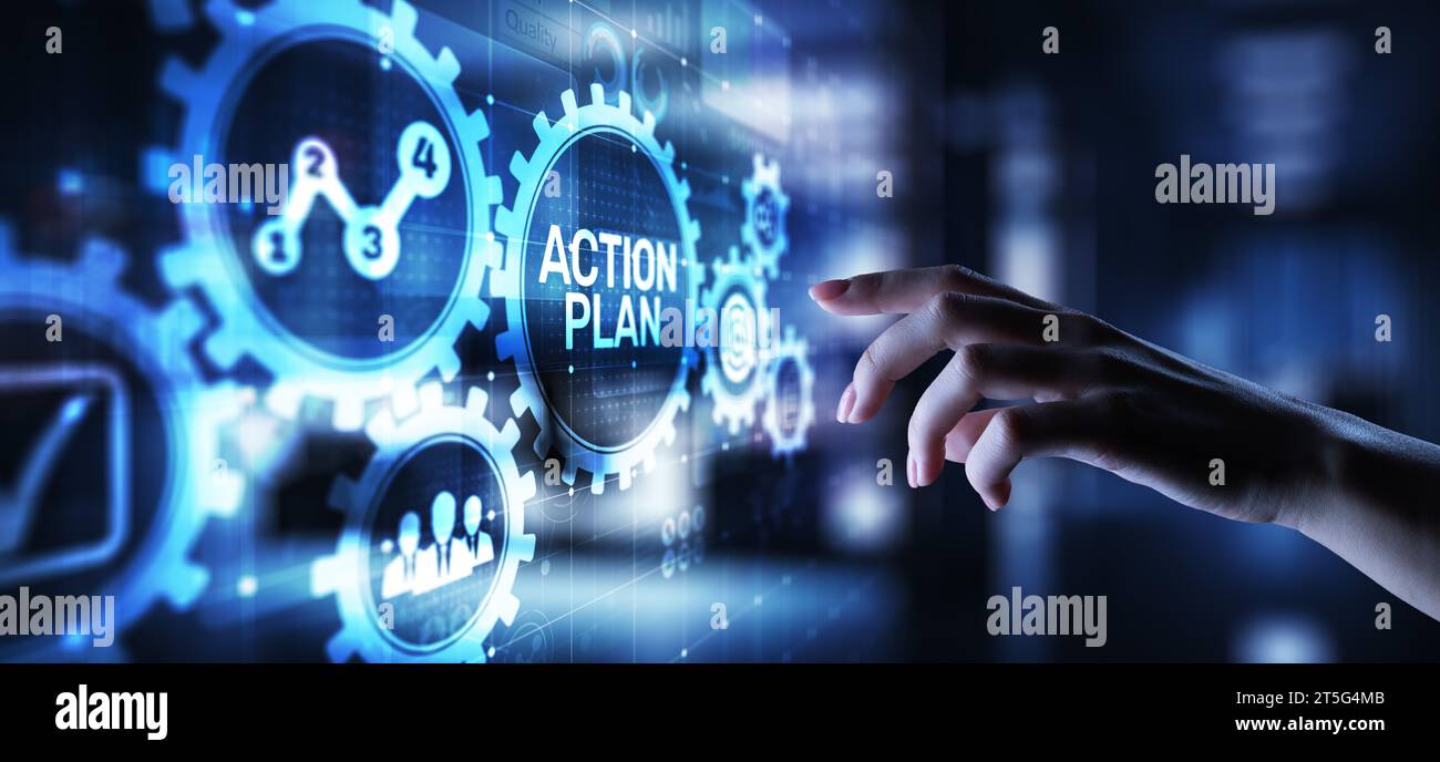 Action plan business strategy development concept on virtual screen ...