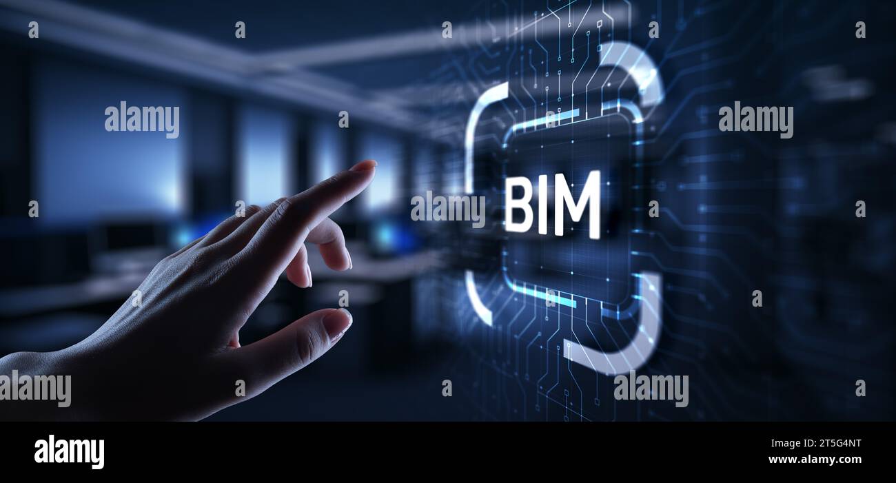 BIM Building Information Modeling Technology concept on virtual screen ...