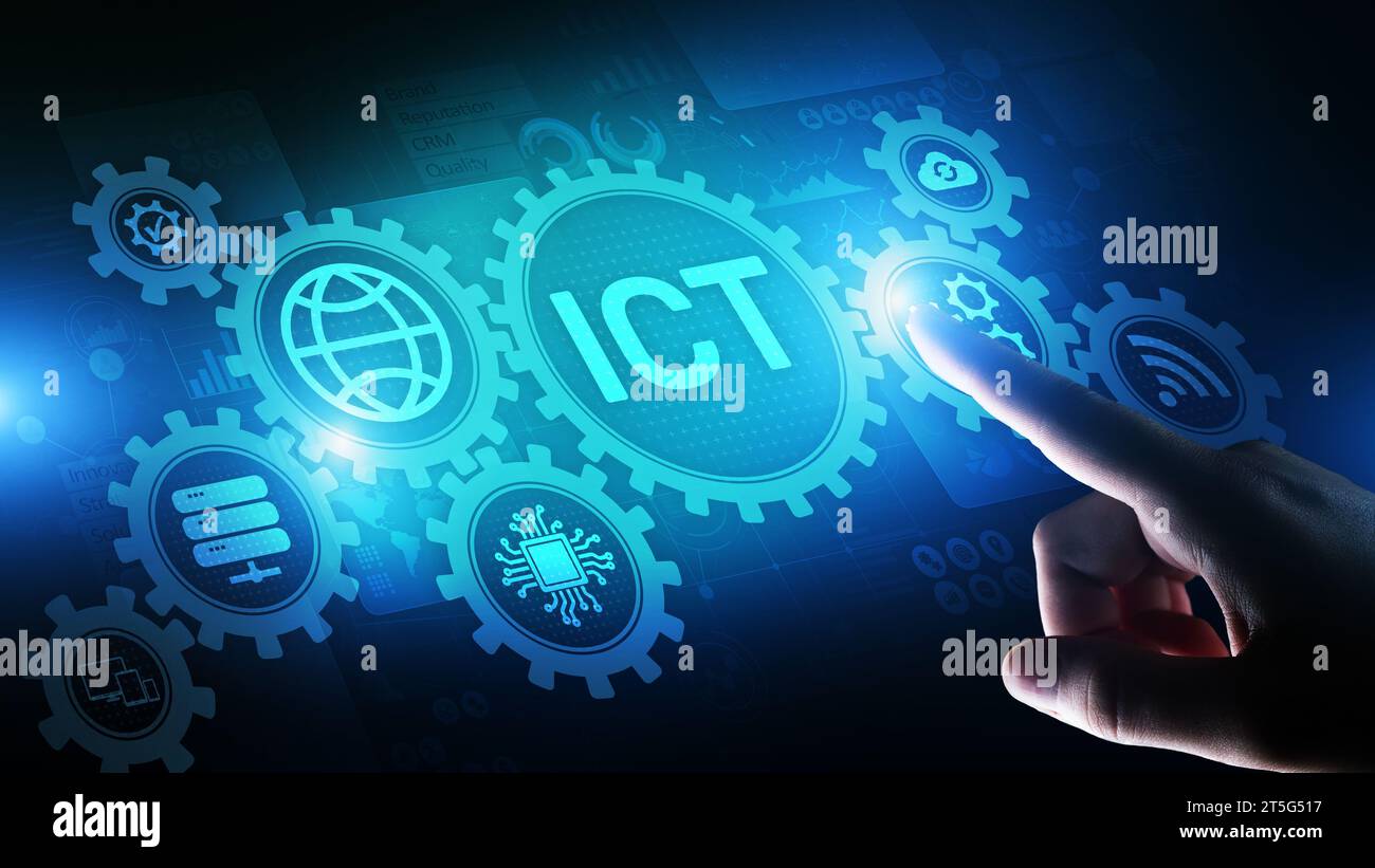 ICT - Information and communication technology concept on virtual ...