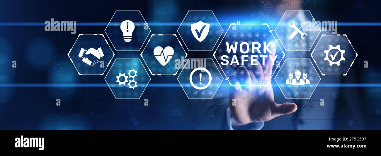 Work safety HSE Regulation rules business concept on screen Stock Photo ...