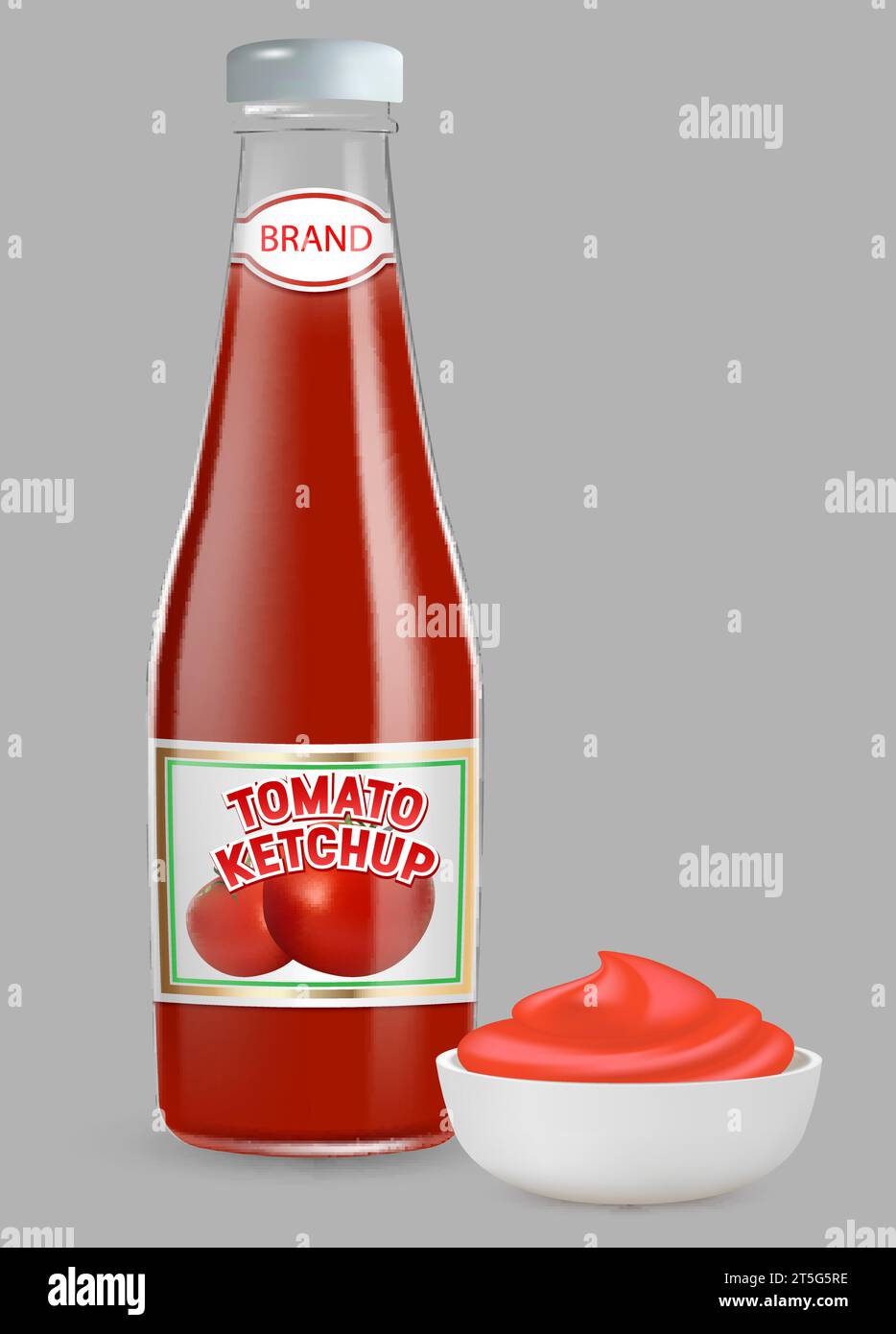 Tomato ketchup bottle and bowl vector illustration Stock Vector Image ...