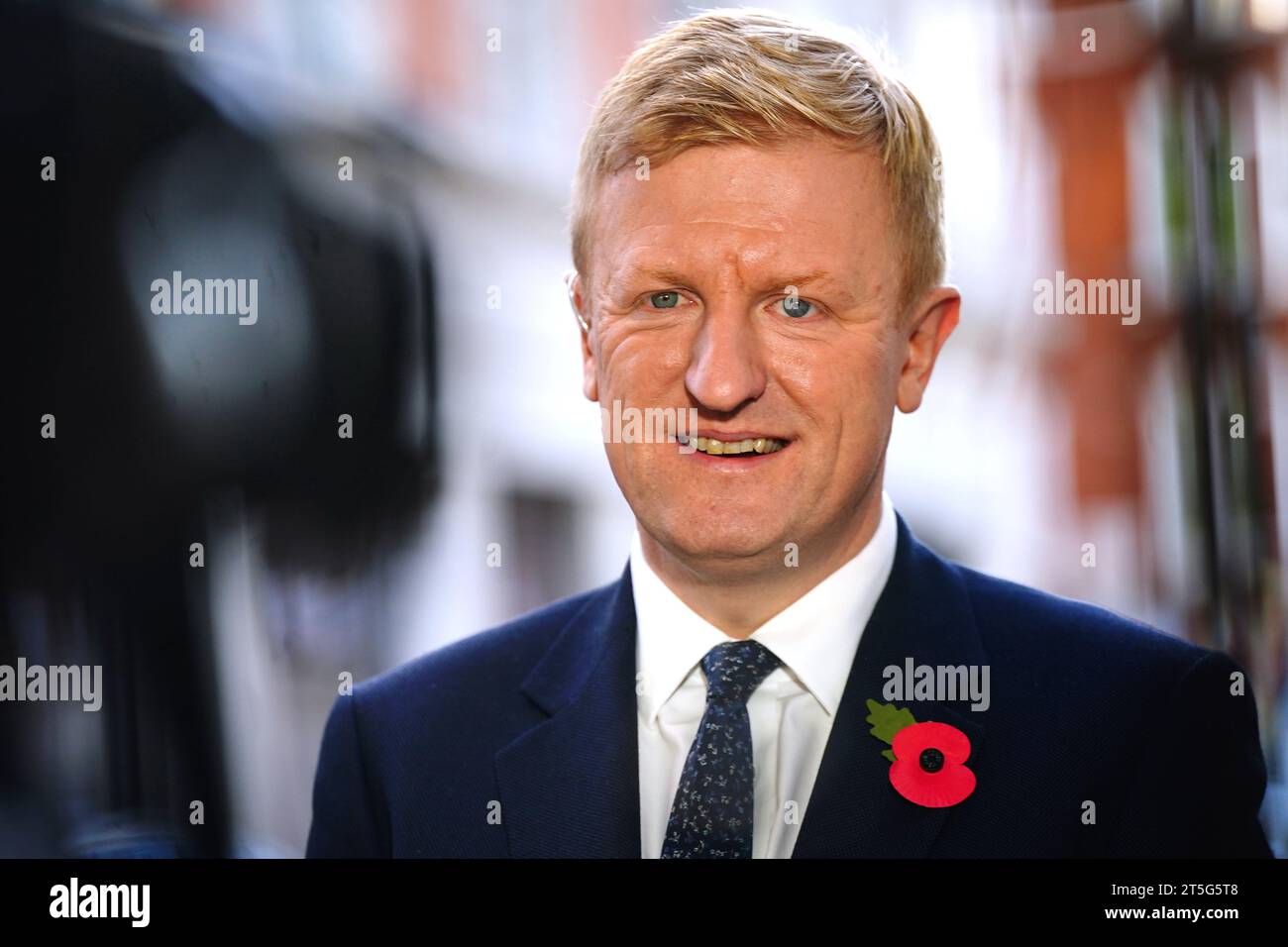 Deputy Prime Minister Oliver Dowden speaking to the media outside BBC ...