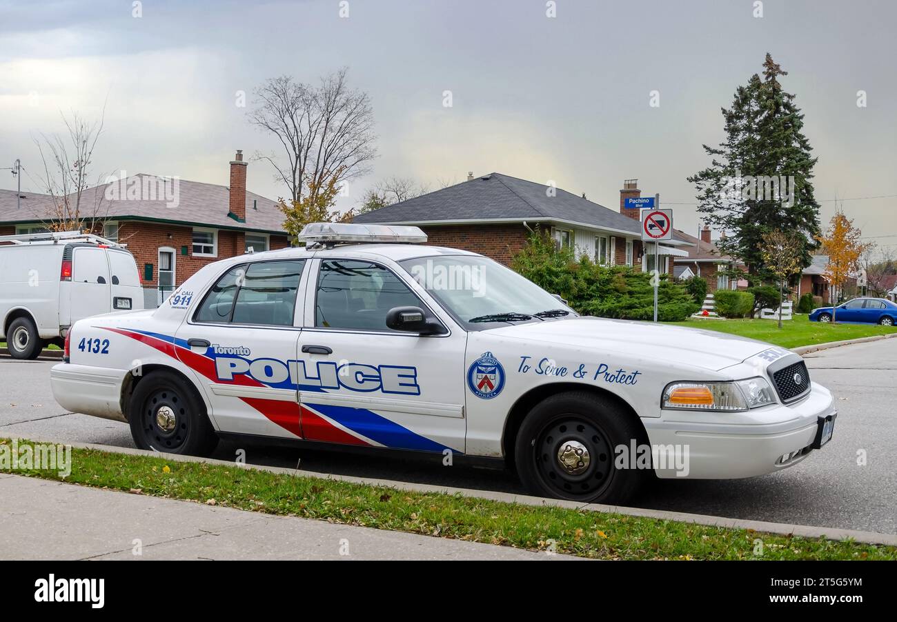 Toronto, Canada, 2013, Stationary police car on a city street Stock ...
