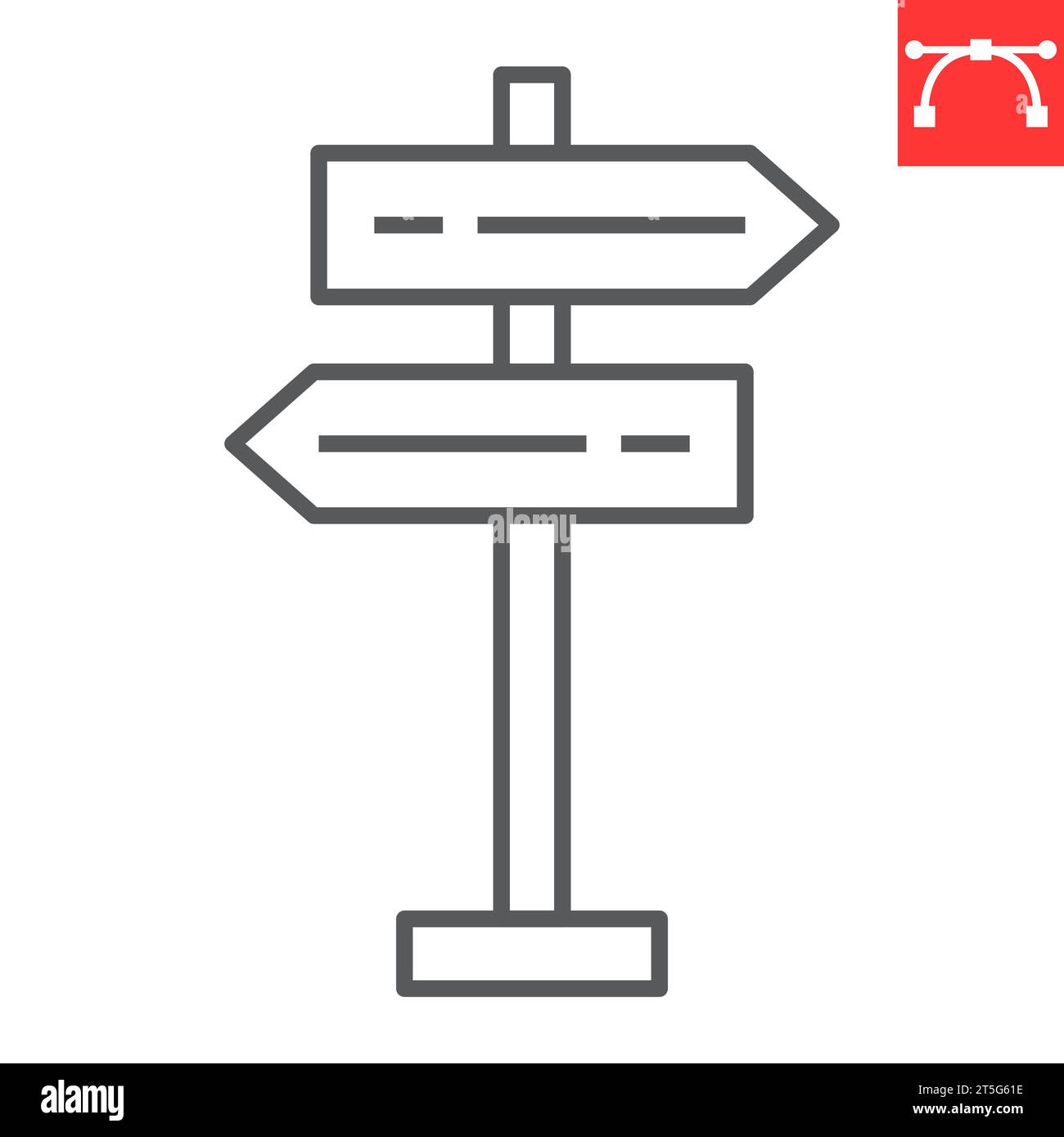 Signpost line icon, navigation and guidance, direction post vector icon ...