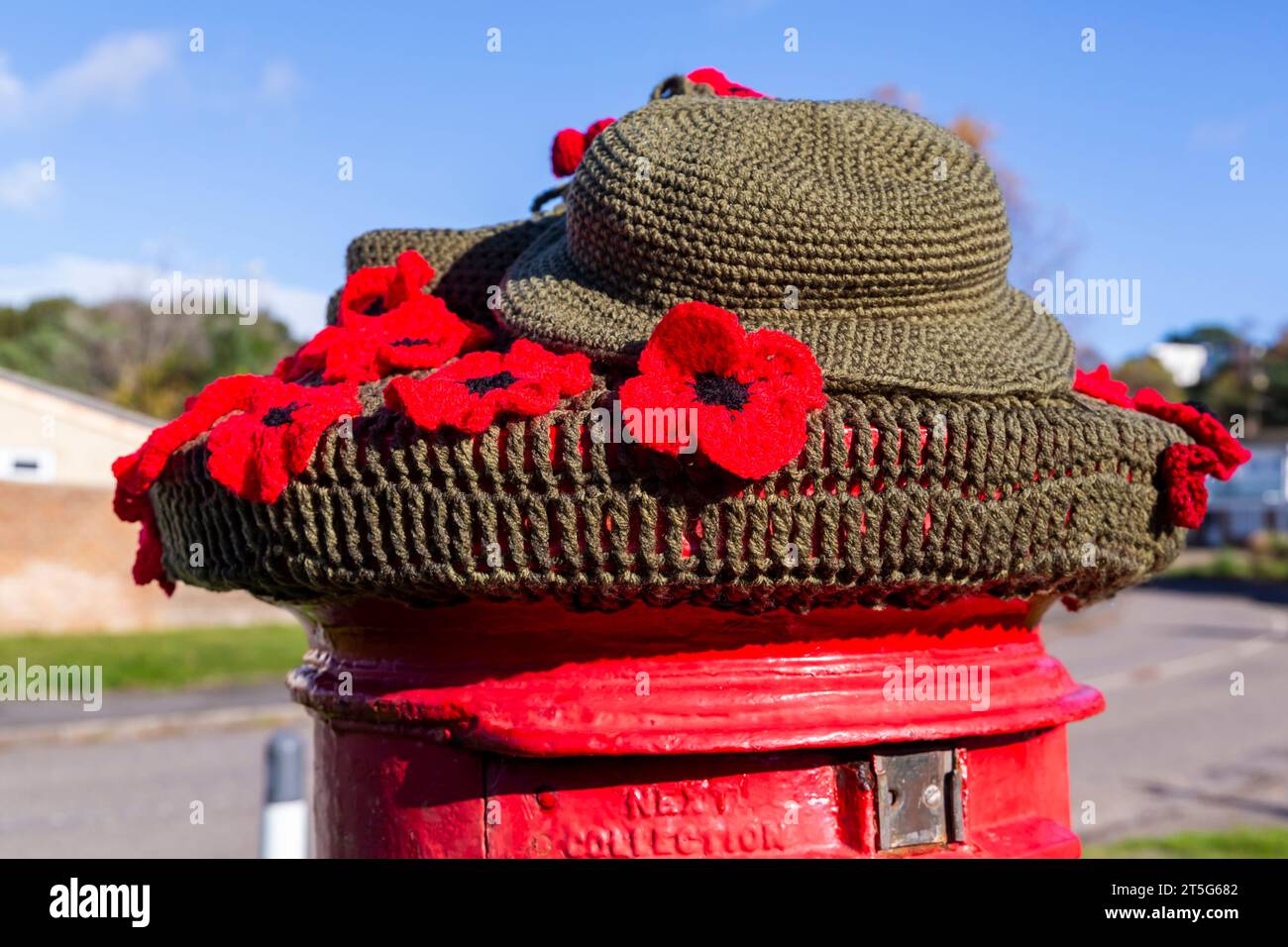 Poole, Dorset, UK. 5th November, 2023. A poignant knitted crocheted ...